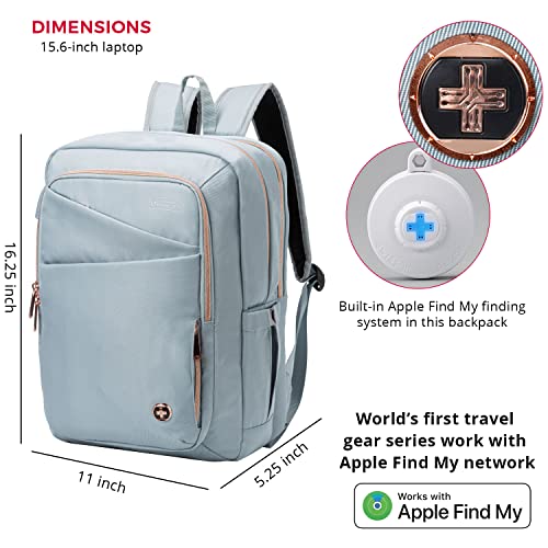 Swissdigital Design Women Laptop Backpack For Women With Apple Find My network,College Bookbags With USB Charging Port,Large Capacity Computer Backpacks For Work Business