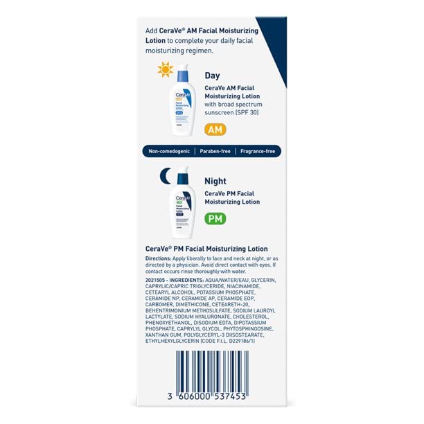 Facial Moisturizing Lotion PM - Normal To Dry Skin CeraVe Lotion Unisex 3 oz (Pack of 2)