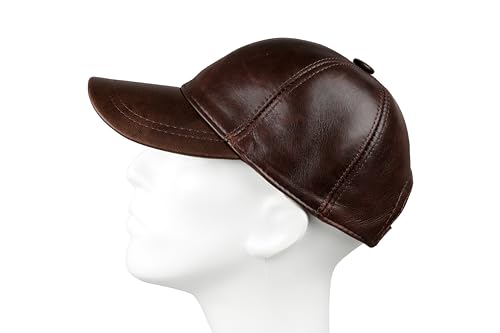 HATSQUARE Genuine Leather Baseball Cap Adjustable Soft Feel Dad Plain Hat Stylish Classic for Women Men Unisex (Darkbrown)