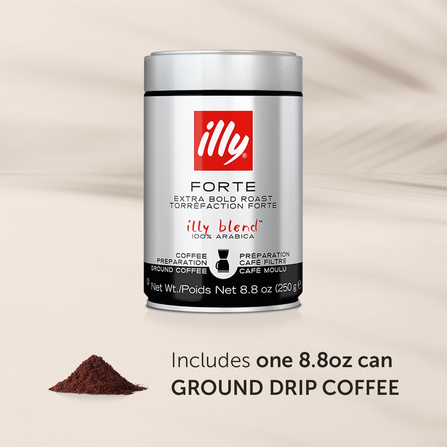 illy Drip Coffee - Ground Coffee - 100% Arabica Ground Coffee β Forte Extra Dark Roast - Notes of Dark Chocolate & Toasted Bread Aroma - No Preservatives β Rich & Strong β 8.8 Ounce