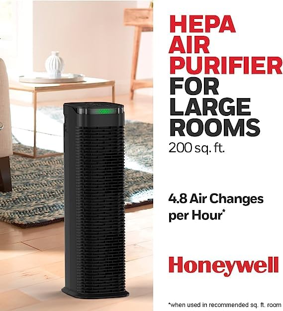 Honeywell InSight HEPA Air Purifier with Air Quality Indicator and Auto Mode, for Large Rooms (200 sq. ft), Black - Wildfire/Smoke, Pollen, Pet Dander, and Dust Air Purifier,HPA180B (Renewed)