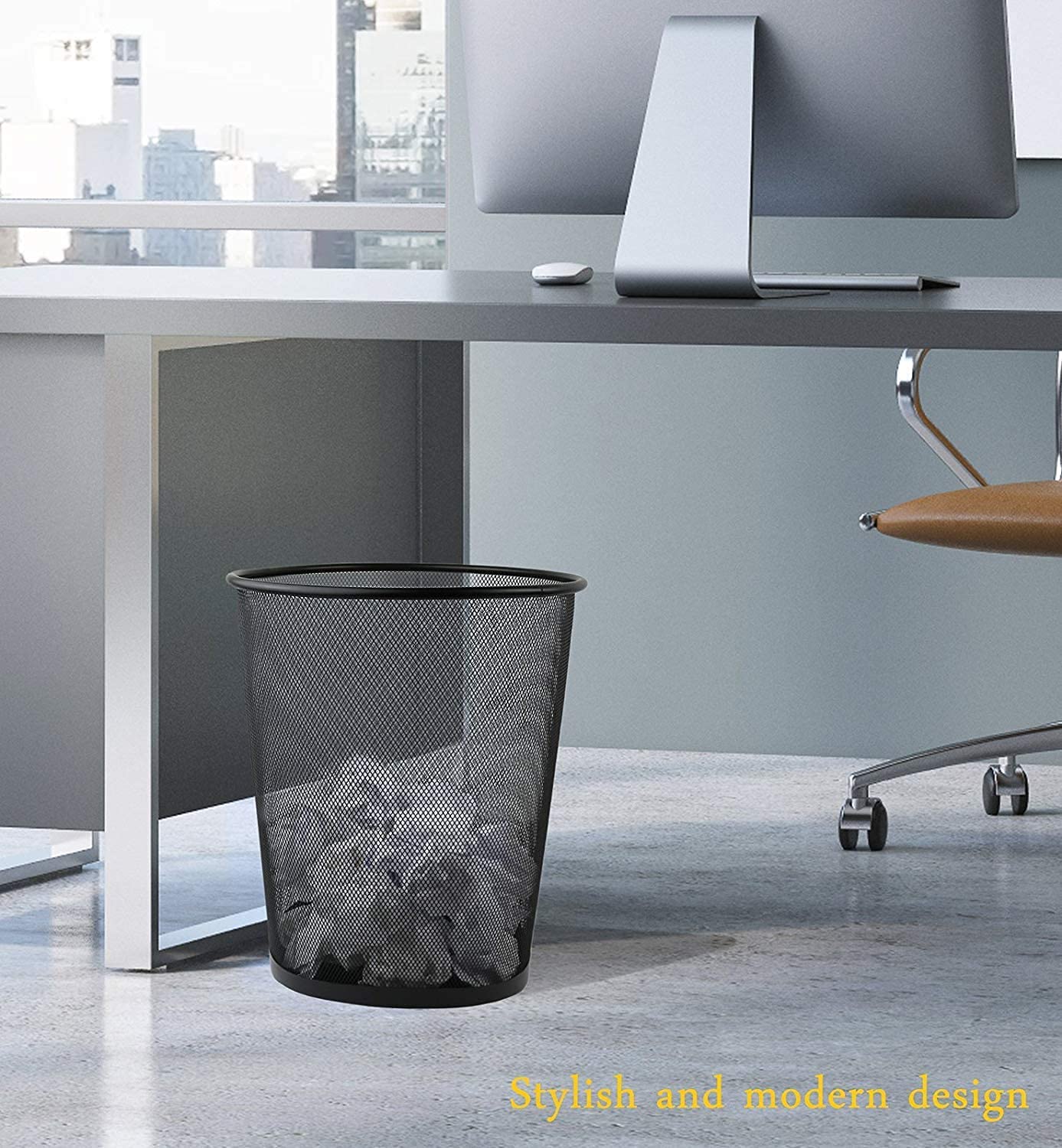 Greenco Small Trash Cans for Home or Office, 2-Pack, 4.5 Gallon Black Mesh Round Trash Cans - Desk Trash Can - Lightweight, Sturdy for Under Desk, Kitchen, Bedroom, Den, Dorm Room, or Recycling Can