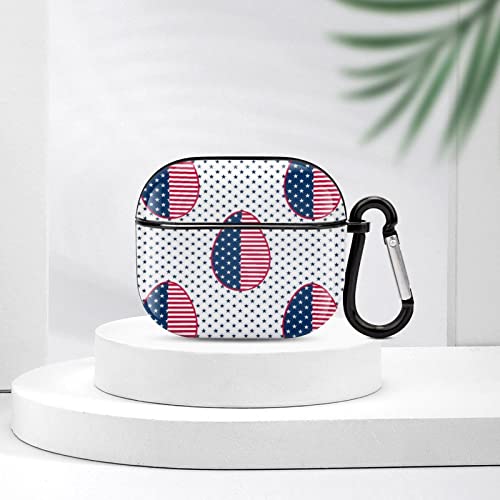 Headphone Case Compatible with AirPods 3 Case, American Flag Easter Egg Soft Plastic Skin Case Cover Shockproof Protective Case with Keychain, Front LED Visible