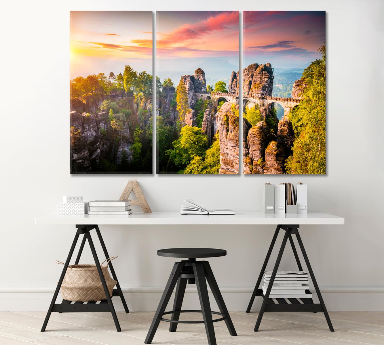 Elbe Sandstone Mountains Germany Canvas Print 1 Panel / 36x24 inches