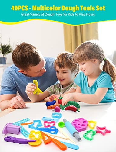 Play Dough Tools Set for Kids - 40PCS Playdough Toys Accessories with Shapes Cutters Extruder Kiddy Dough Tools Kit for Girls Boys