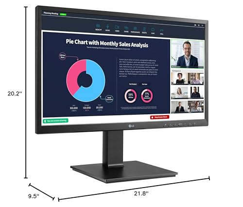 LG 24MP750C-B 24" Full HD (1920 x 1080) IPS Display, with Built-in Full HD Webcam & Mic, USB Type-C (65W PD), Tilt, Height, Swivel, Bi-Directional Pivot Adjustable
