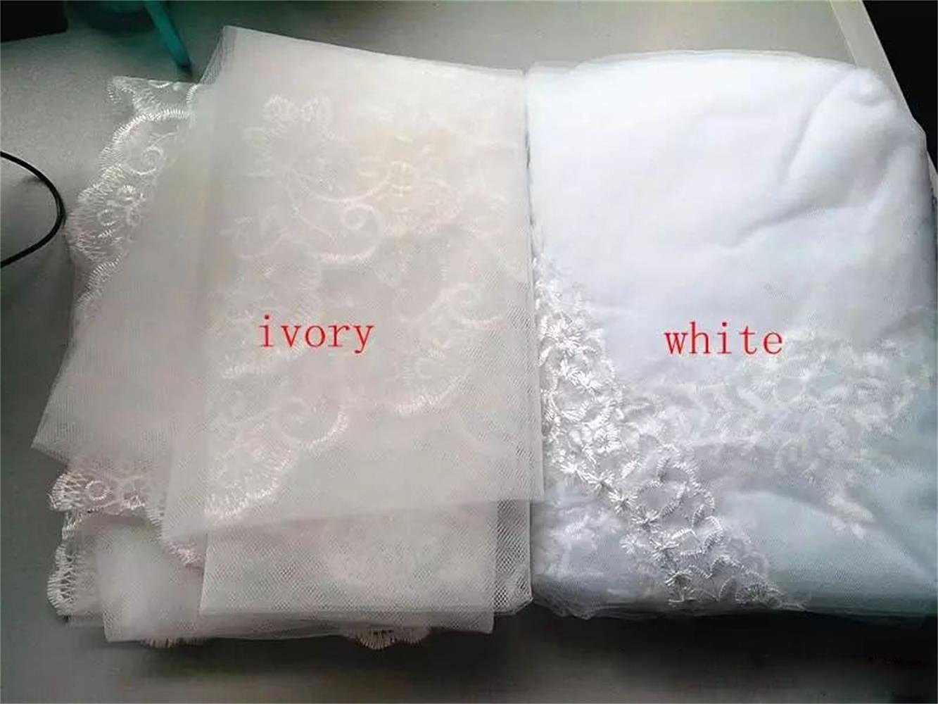 FAIOKAVER Wedding Veils Long Cathedral Full Floral Lace Egde 1 Tier with Comb…