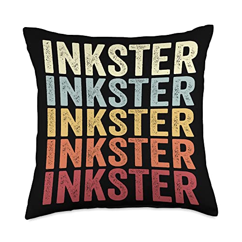 Inkster Michigan Inkster MI Retro Vintage Text Throw Pillow, 18x18, Multicolor