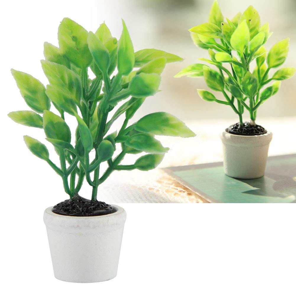 Fdit Artificial Miniature Green Plant Bonsai Fake Potted Plant Garden Decor Accessory for Home Garden Decor Regard