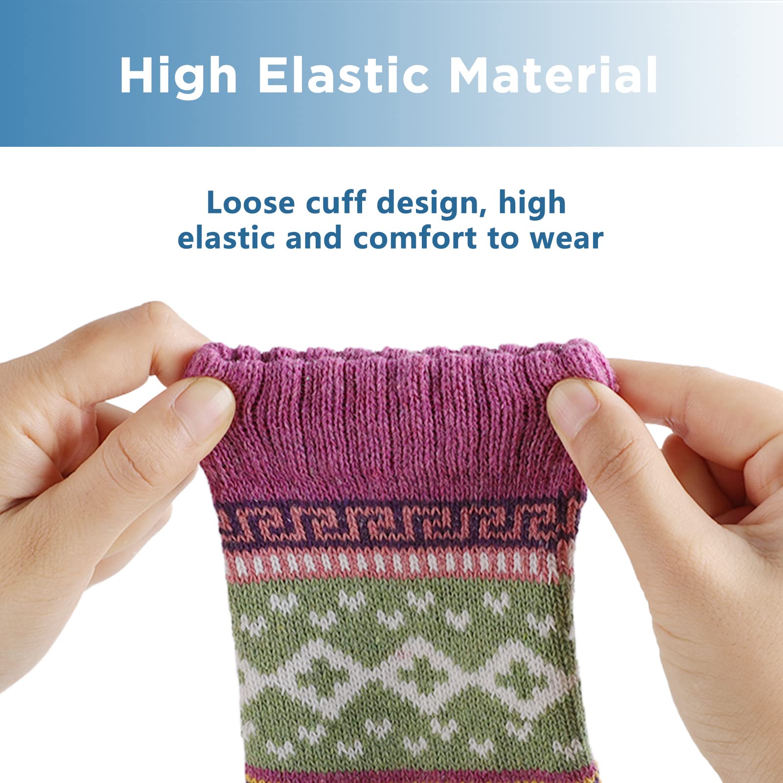 HiTauing 5 Pack Womens Wool Socks Winter Soft Warm Cold Knit Wool Crew Socks Thick Cozy Socks Gifts for Women One Size