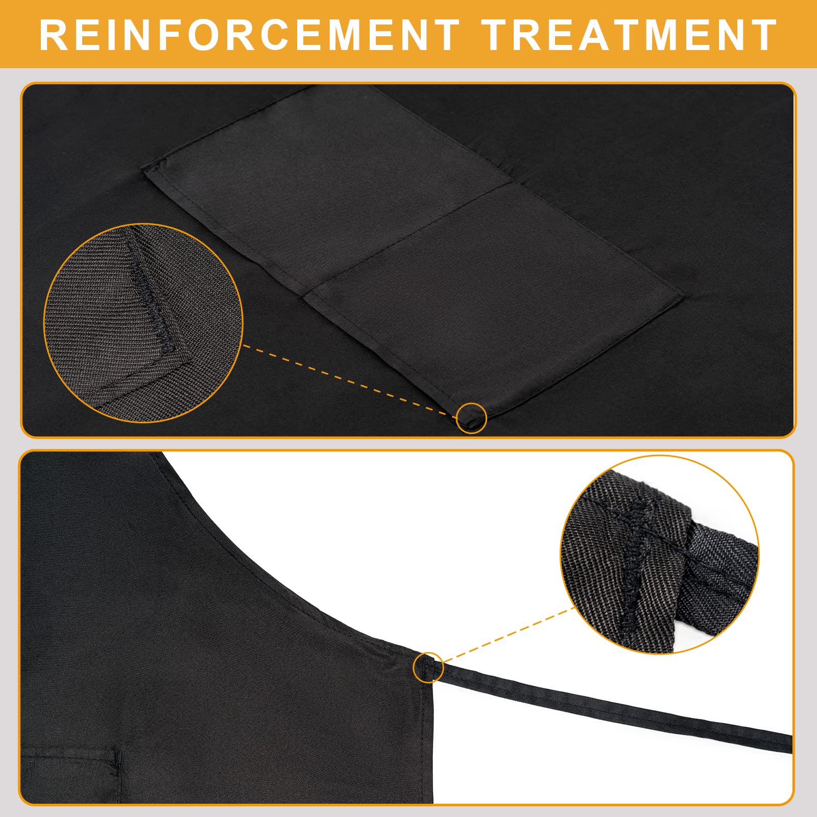 Honmein Apron,2 PCS Waterproof Kitchen Aprons for Women and Men with Pockets, Adjustable Apron for Chef and Server.