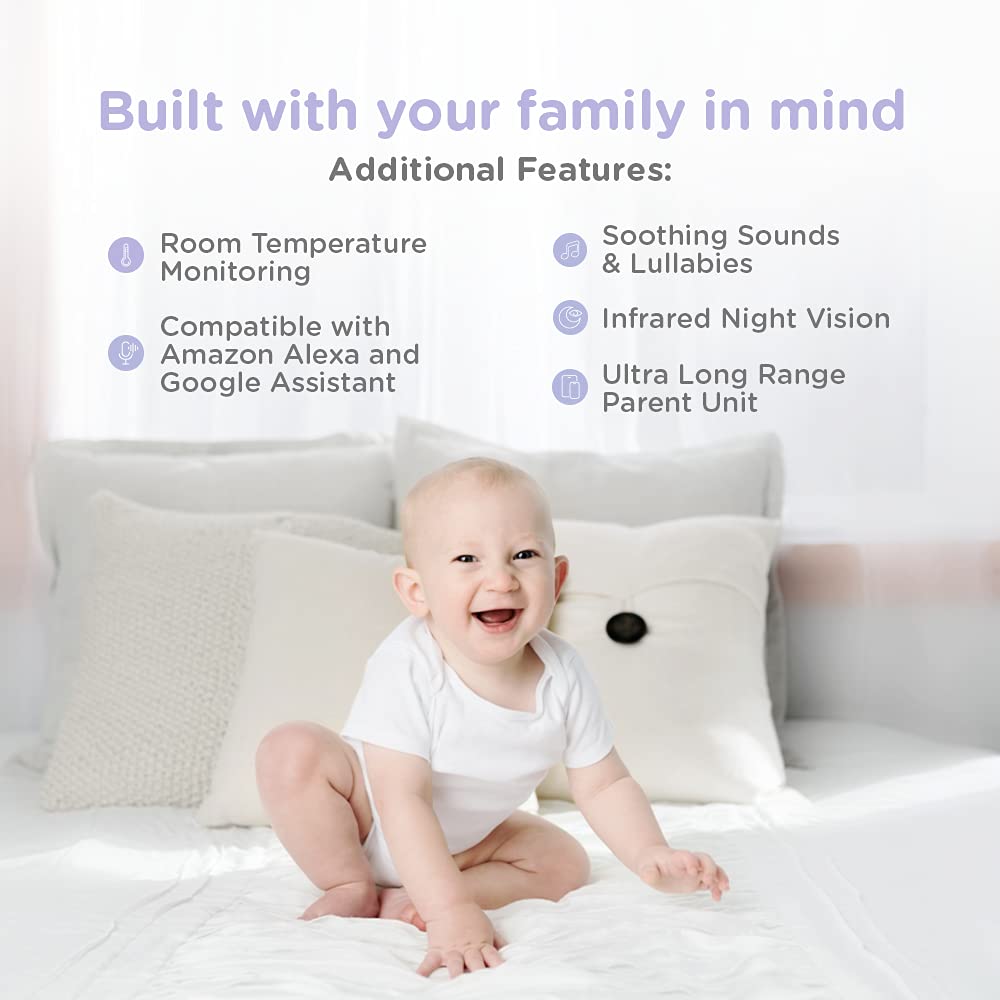 HUBBLE CONNECTED Nursery Pal Connect β 5-inch Parent Unit and Wi-Fi Smart Baby Monitor - Remote Pan/Tilt/Zoom - 2-Way Intercom System, Night Vision with Grip