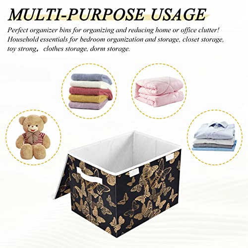 innewgogo Butterflies Storage Bins with Lids for Organizing Cube Cubby with Handles Oxford Cloth Storage Cube Box for Study Room