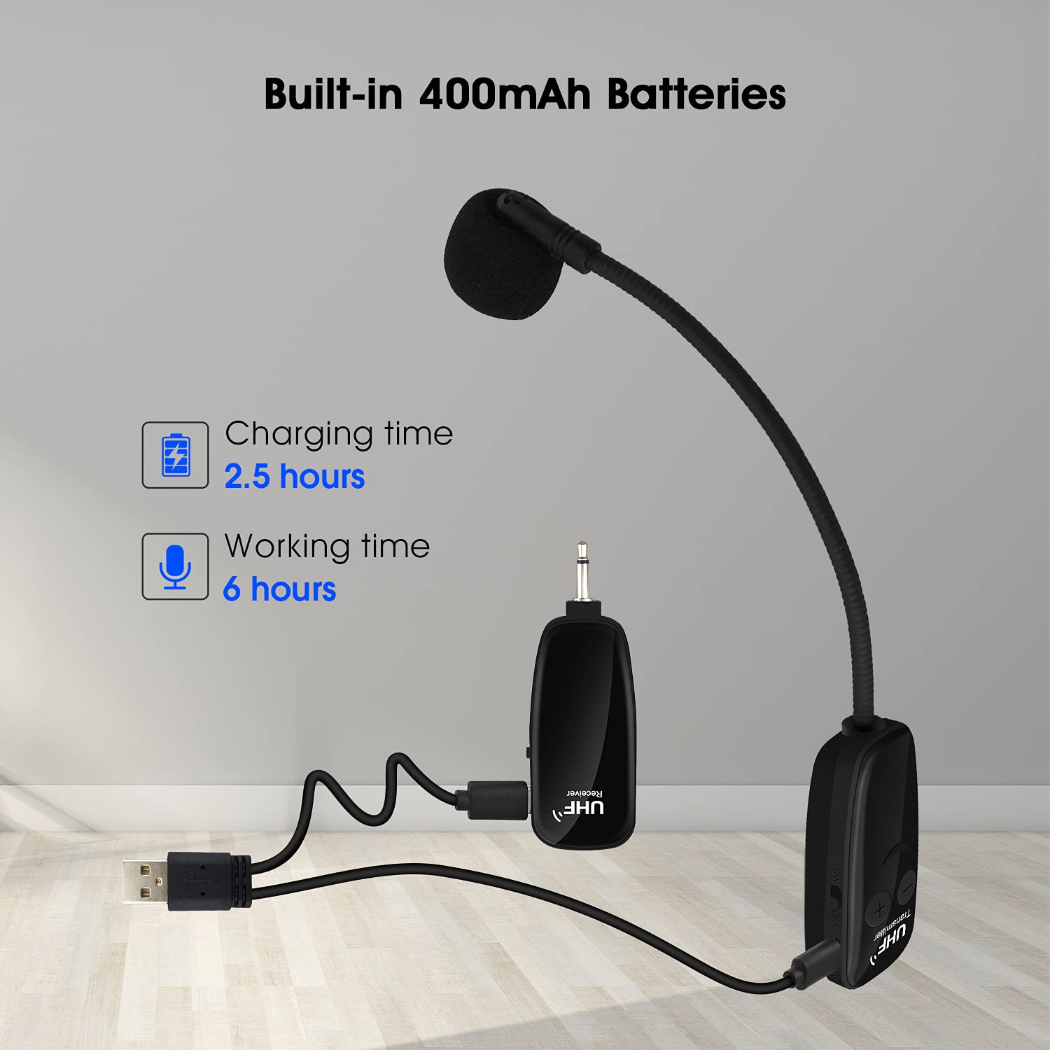 Generic Wireless Microphone Headset,UHF Headset System,160ft Range,Headset and Handheld Mic 2 in 1,Compatible,for Voice Amplifier,Speaker,PA System,Teaching,Singing,Fitness Instructors (U12A)