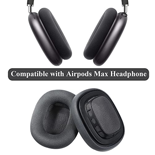 Replacement Ear Pads for AirPods Max Headphone Breathable Mesh Fabric Earpads Covers Easy to Install with Magnet Ear Pads Earmuff Repair Part(Dark Grey)