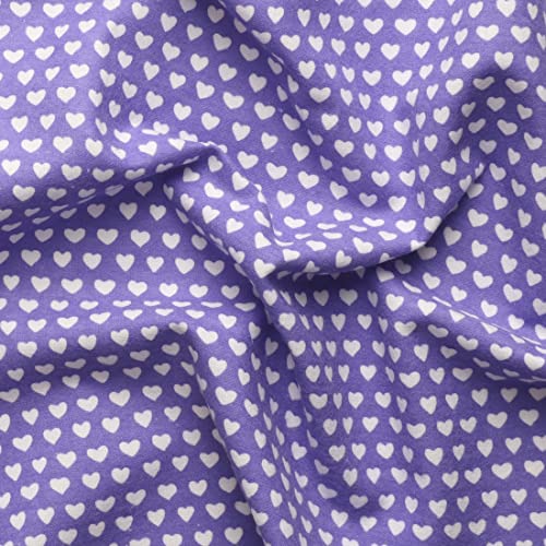 Mook Fabrics Flannel PRT Hearts, Purple