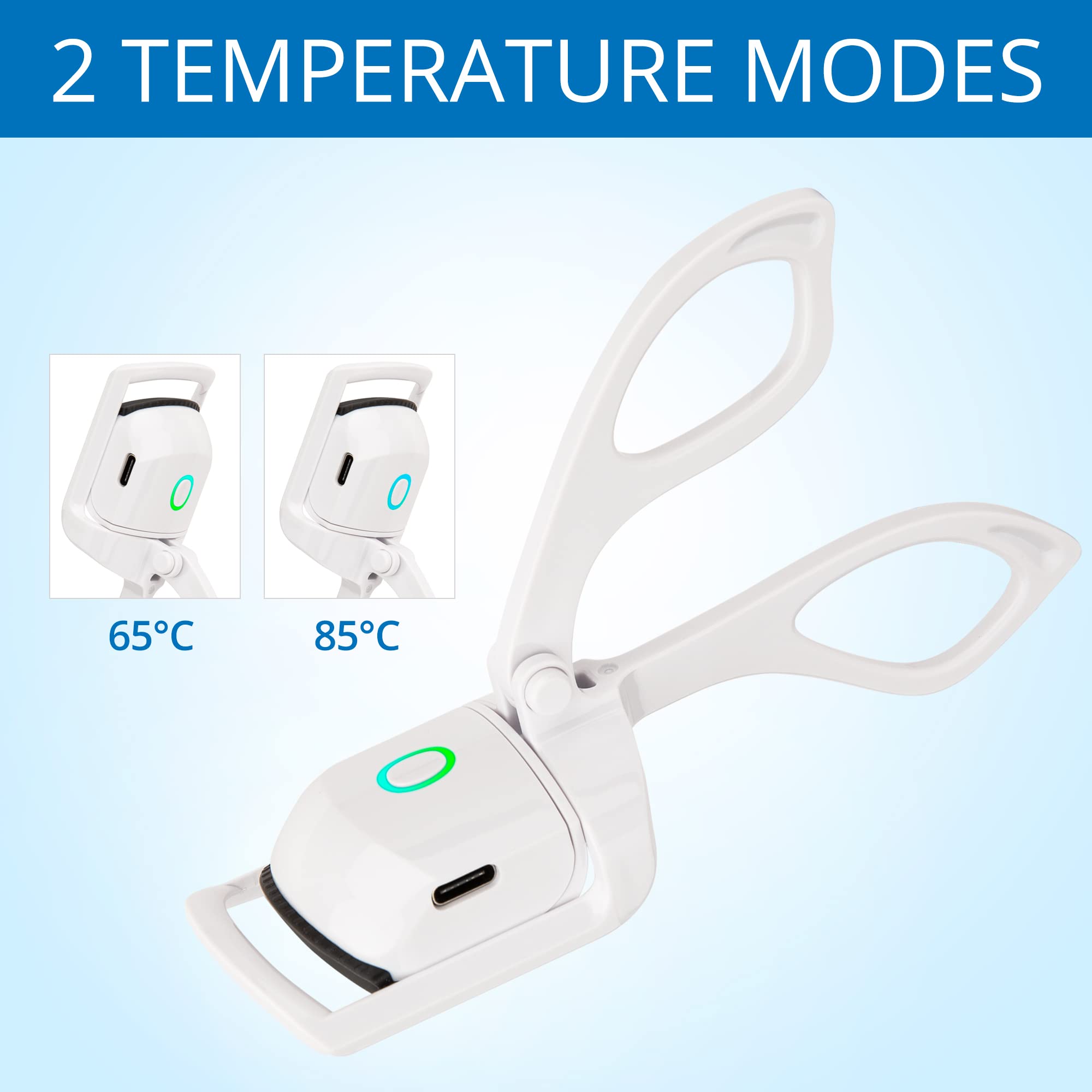 irreshine Heated Eyelash Curlers, Heated Eyelash Curler, Eyelash Curlers, Rechargeable Electric Eyelash Curler, Long-Lasting Heated Lash Curler for Natural Lashes, Handheld Eyelash Heated Curler