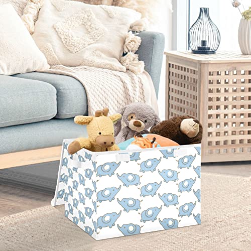 innewgogo Cute Animals Elephant Storage Bins with Lids for Organizing Storage Baskets with Handles Oxford Cloth Storage Cube Box for Car