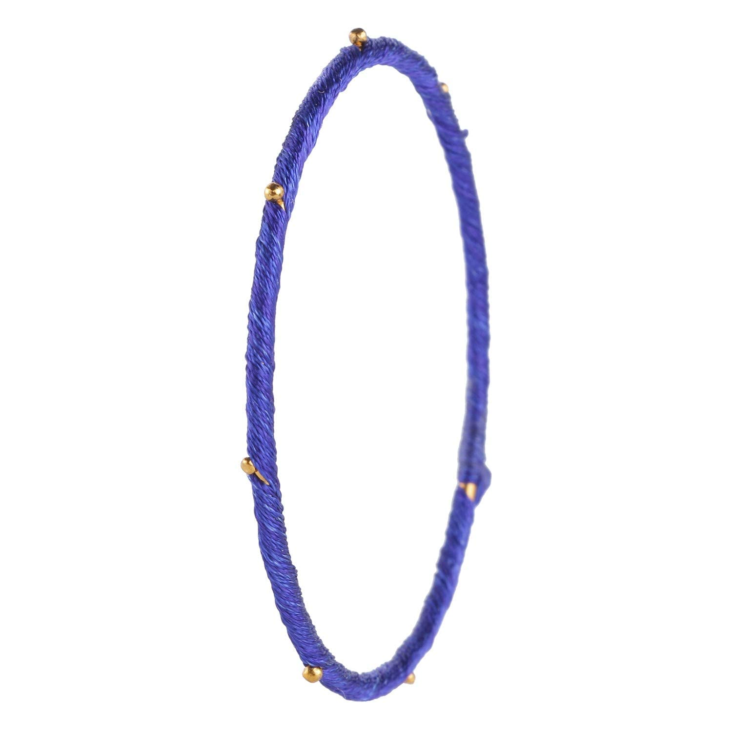 Efulgenz Fashion Jewelry Indian Bollywood Gold Plated Beaded Blue Silk Thread Wedding Bridal Bracelet Bangle Set (12 Pcs)