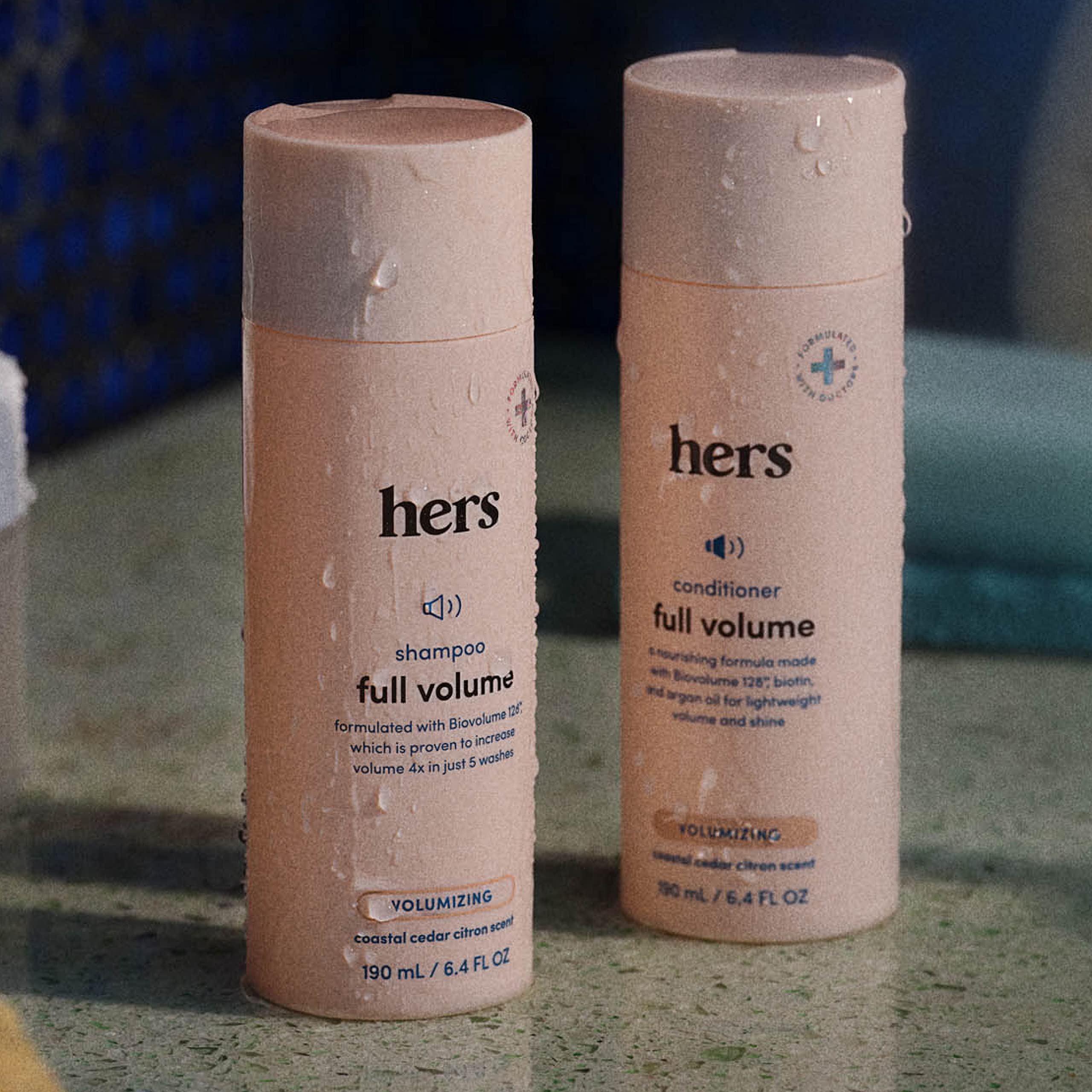 Hers Full Volume Shampoo 2 Pack - Volumizing Shampoo for Women - Soft Cedar & Citron - Women's Natural Shampoo Adds Volume, Shine & Bounce - 2 x 6.4 fl oz