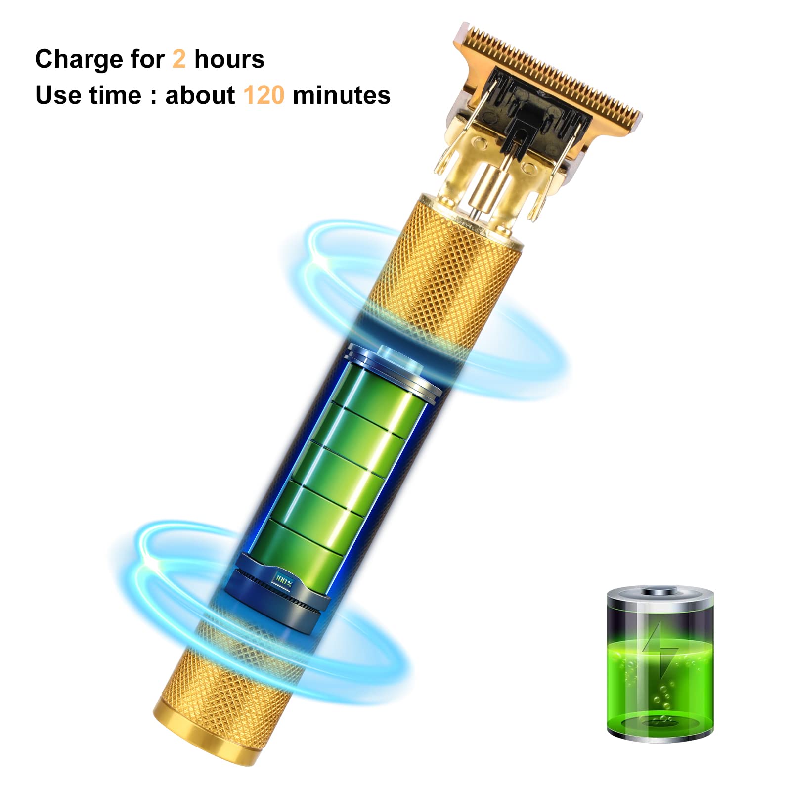 You future Upgrated Hair Trimmer for Men, T-Blade Cordless Clippers wizh 4 Guide Comb, Zero Gapped Electric Trimmer & USB Rechargeable, Hair Cutting kit & Grooming Kit (Gold)