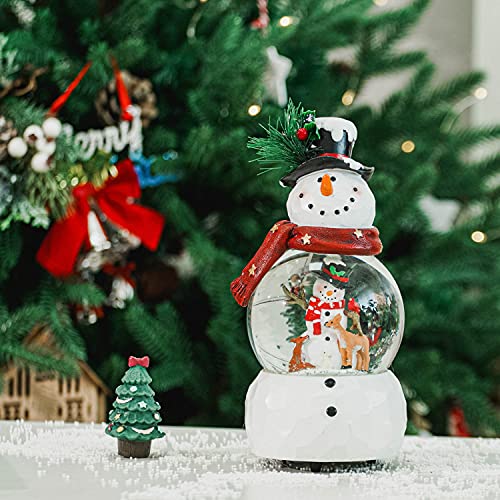 Topadorn Christmas Water Glass Snow Globes with Snowflakes Snow Globe,Music Box Holiday Decorative, Snowman