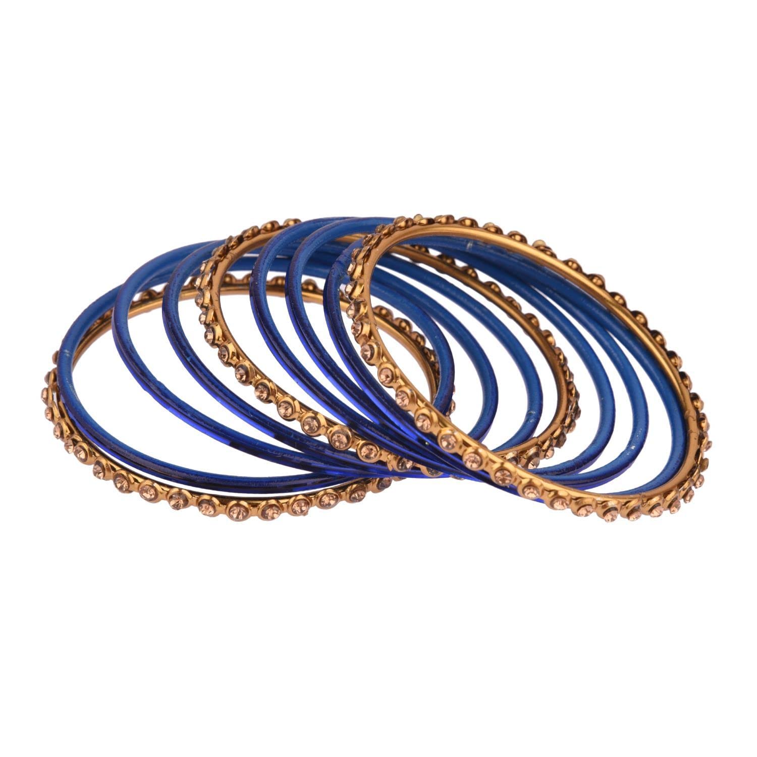 Efulgenz Indian Bangles Set Metal Bangles One Dozen Plain Glossy Alloy Bangles with Crystal Oxidized Bangles Boho Bohemian Bracelet Bollywood Party Wedding Jewelry Indian Bangles for Women (18 Pcs),