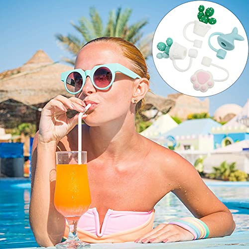 Healifty 4pcs Silicone Straw Tips Cover Reusable Drinking Straw Tips Lids Cute Straw Plugs for Straws