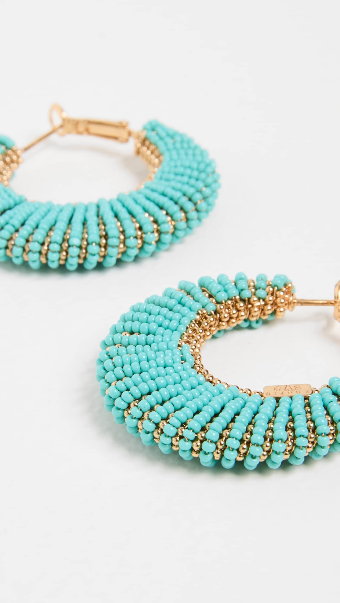 GAS Bijoux Women's Turquoise Pearl Dainty Hoop Earrings, 81, Blue, One Size