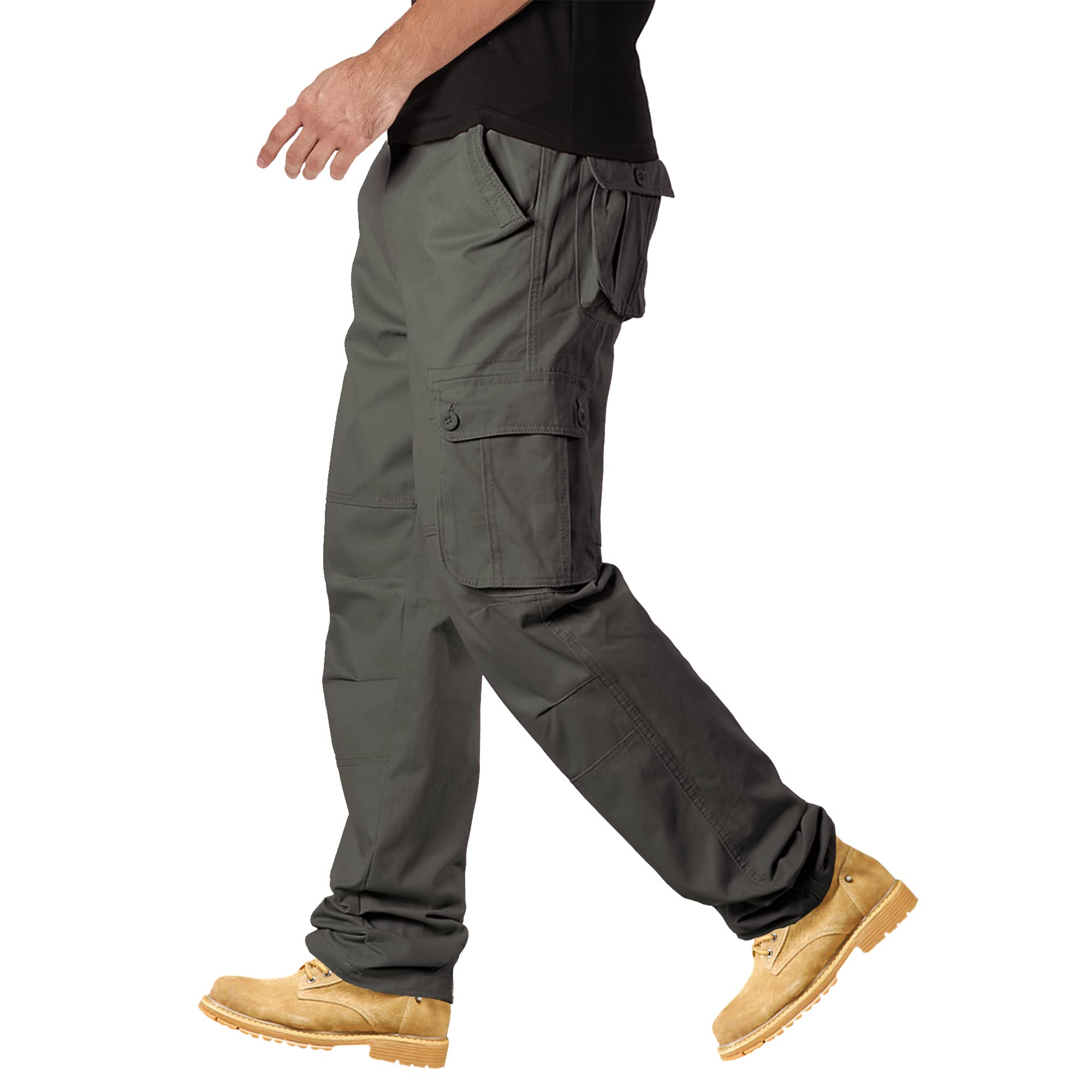 GLESTORE Cargo Pants for Men Relaxed Fit Baggy Hiking Pants Lightweight Tactical Pants with Pockets Green 32