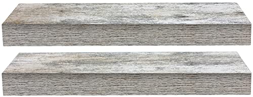 Sorbus Floating Shelves for Wall - 2 Pack Coastal Beach Wall Decor for Bedroom, Bathroom, Nursery, Living Room, Office, Home & Kitchen - White Rustic Wood Hanging Wall Shelf for Books, Frames, Trophy