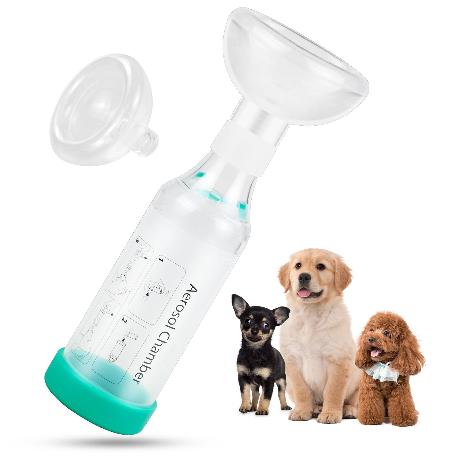 Malihome Dog Handheld Inhaler Spacer with 2 Canine Masks Helps with Breathing & Delivering Medication Fits
