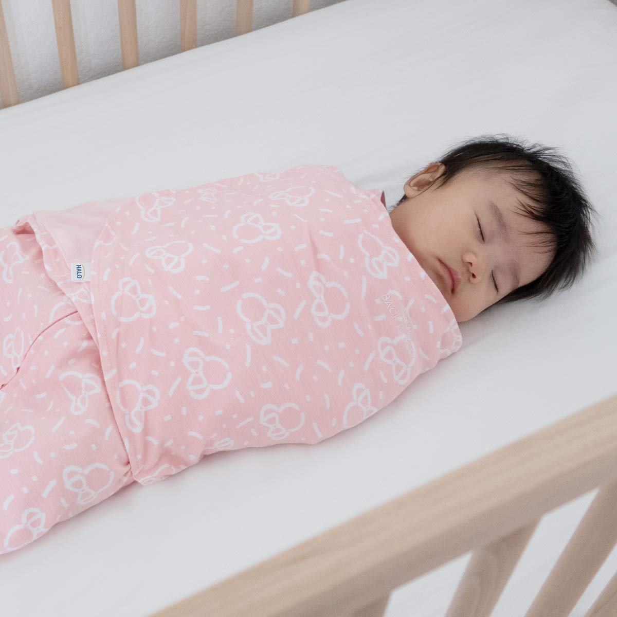 HALO 100% Cotton Sleepsack Swaddle, 3-Way Adjustable Wearable Blanket, TOG 1.5, Newborn, Confetti Minnie Pink Bundle