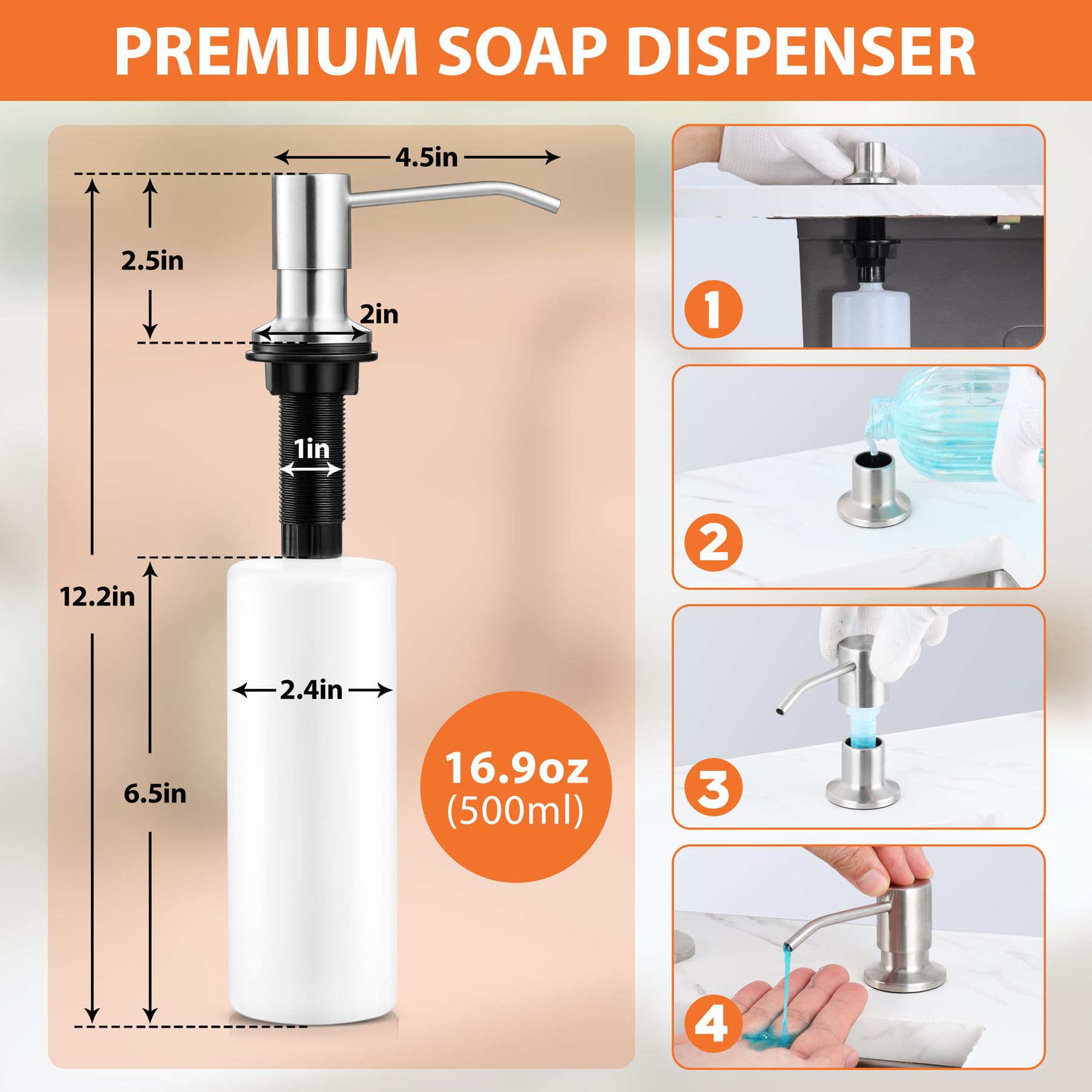 Homikit Touchless Kitchen Faucets with Pull Down Sprayer & Soap Dispenser, Automatic Motion Sensor Smart Faucet for Kitchen Sink, Brushed Nickel Single Handle Stainless Steel Faucet for Farmhouse RV