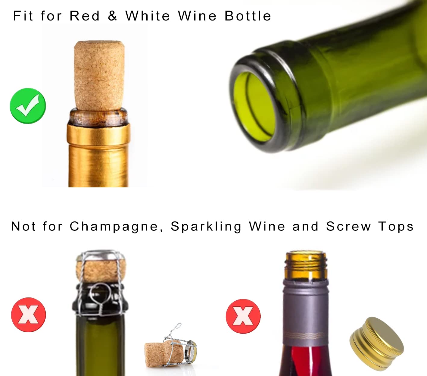 HYZ Wine Bottle Stopper with Twist Lock Bulk, Silicone Sealed Wine Beer Champagne Stopper, Reusable Wine Cork Sealer, Wine Accessories Gift for Party, Thanksgiving, Christmas(Set of 6)