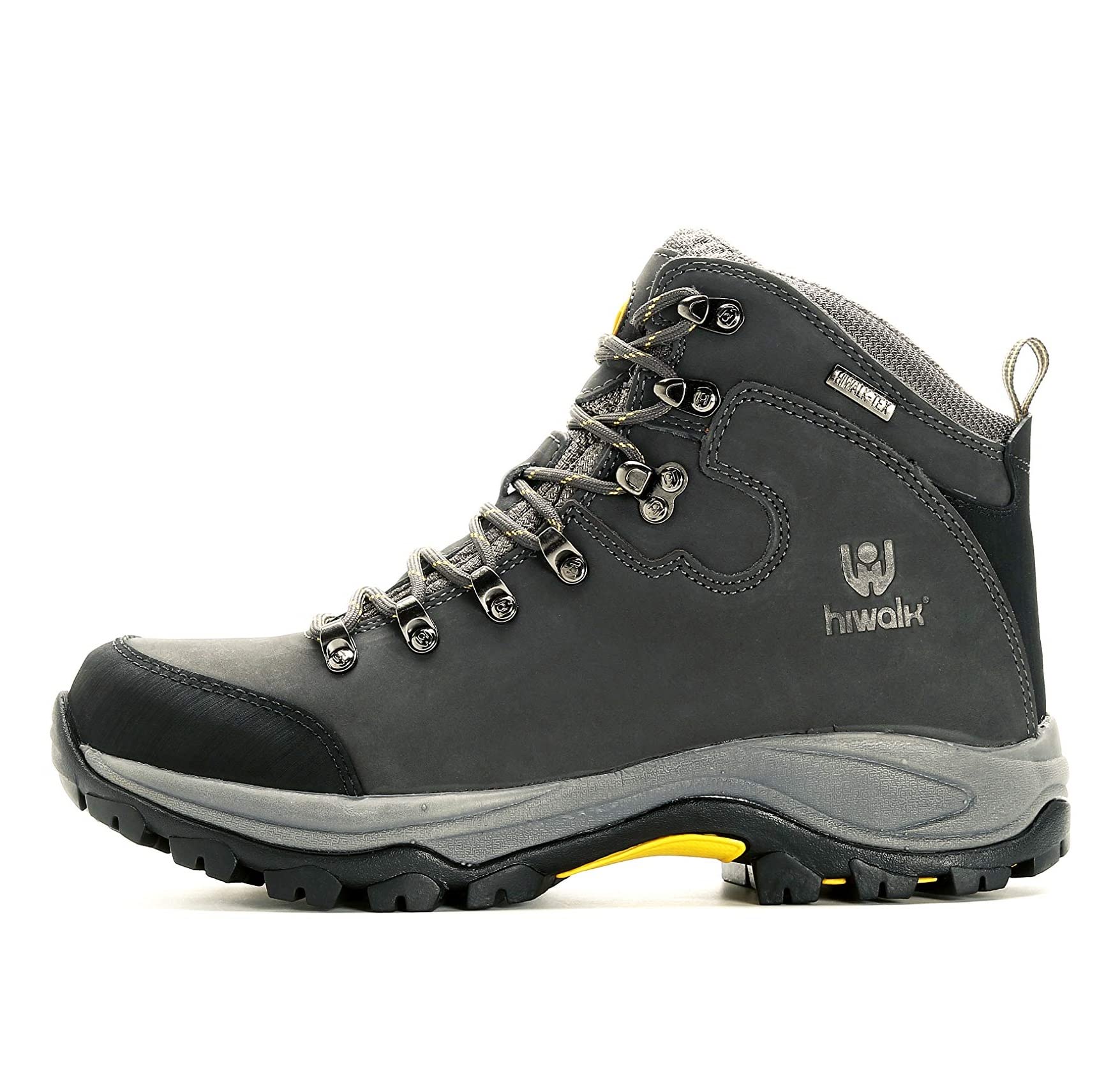 hiwalk men's waterproof hiking wide boots mid ankle leather outdoor trekking mountain boots