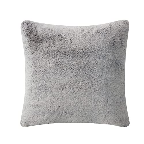 Modern Elements Clara Collection Faux Fur Decorative Pillow, Jet Black