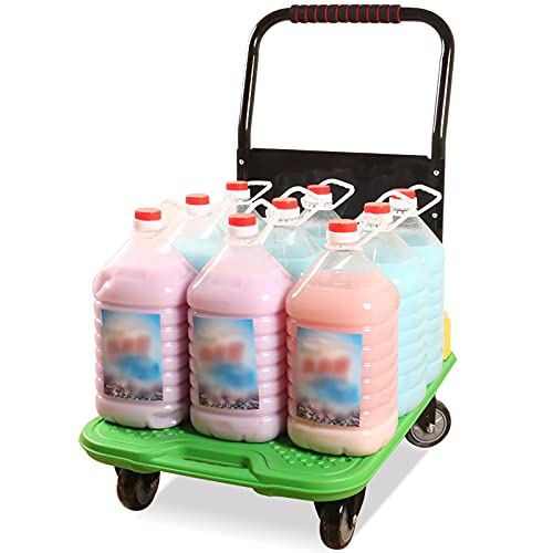 Generic Cart Foldable Platform Truck Plastic Deck Metal Handle Folding Push Cart for Moving Silent Wheels Trolley Fit Outdoor Indoor Transport Platform Truck Cart (Size : White-Mute)
