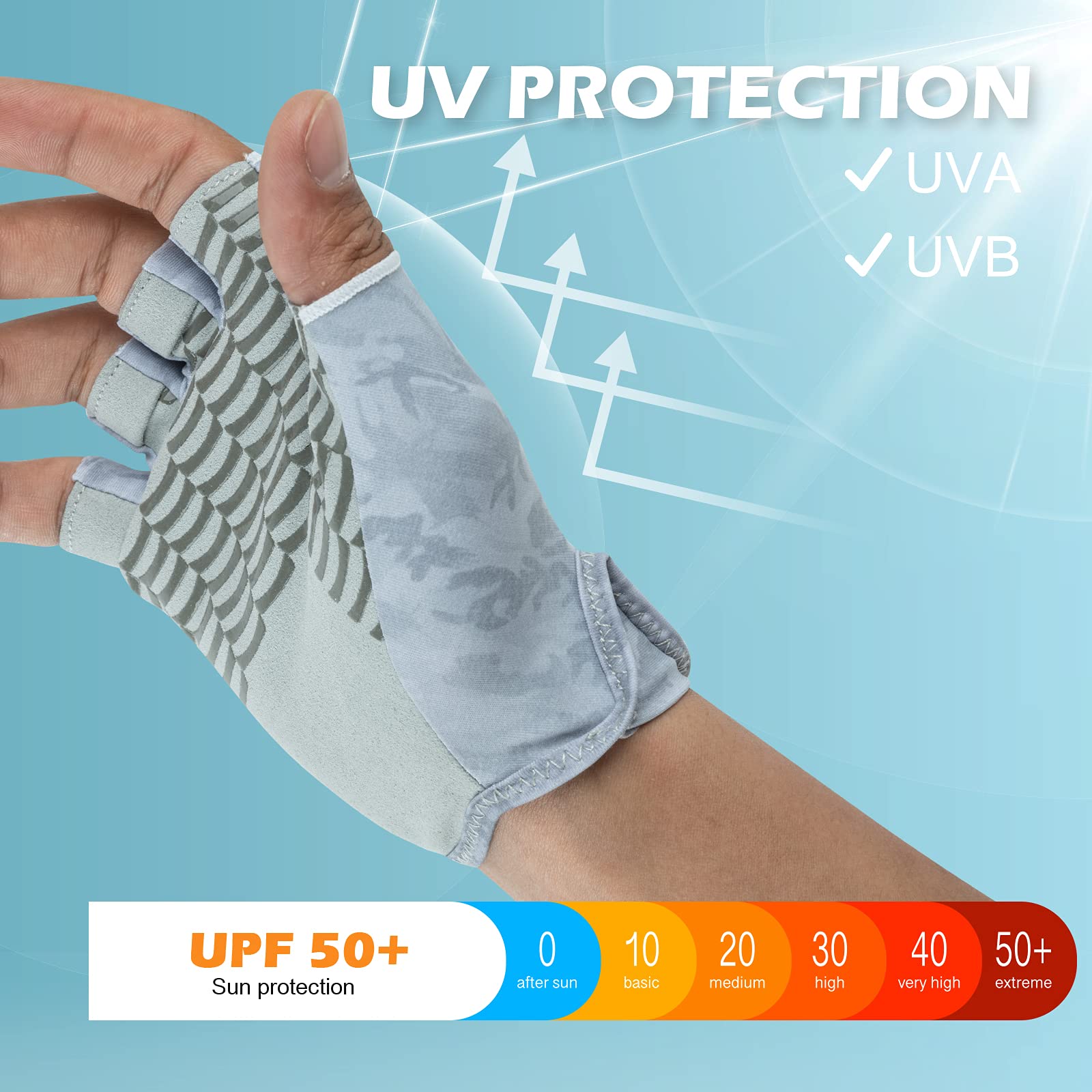 Goture Fingerless Fishing Gloves, Half-Finger Design, Microfiber Breathable Material for Kayaking, Rowing, Cycling, Rowing, Gardening, Outdoor Activity