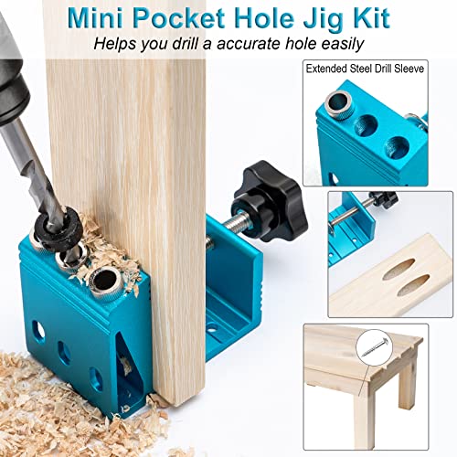 Pocket Hole Jig Kit with 3 Drill Hole Dowel Drill Joinery Screw Kit Wood Woodwork Guides Joint Angle Tool All-In-One Drill Hole System Set -Upgrade Version