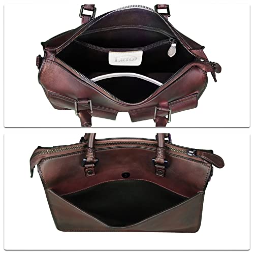 Genuine Leather Satchel Purse for Women Vintage Handmade Top Handle Handbag Retro Messenger Crossbody Bag (Brown)