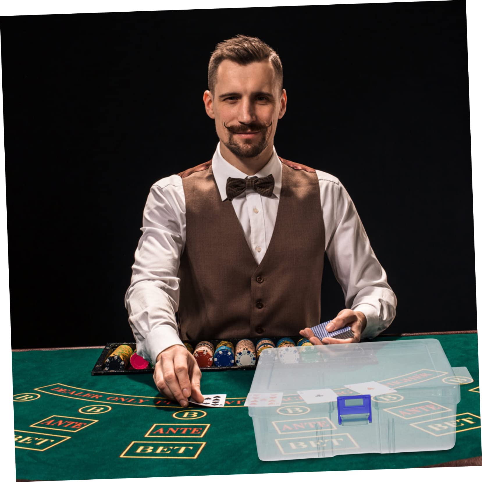INOOMP Transparent for Storage Multi-use Clear Play Game Case Card Chips Large Chip Table Cards Organizer Organizers Carrier Capacity Container Outdoor Casino Accessory Poker Plastic