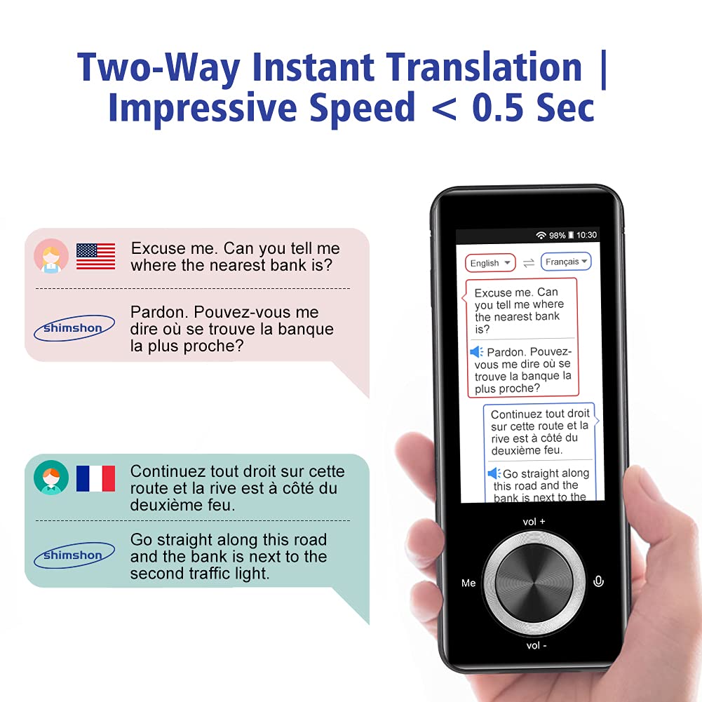 Language Translator Device Offline Translator with Instant Photo Translation Portable Two-Way Voice Interpreter, 109 Languages Smart Translation in 0.5 Sec, Bluetooth, WiFi