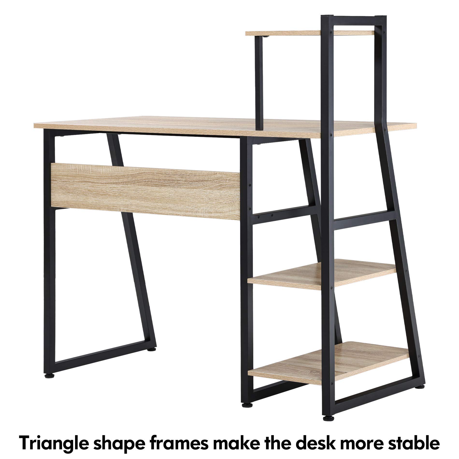 FITUEYES Computer Desk with Shelves,Home Office Writing Table with Bookshelf,40 Inch Modern Style PC Desk for Small Space,Nature