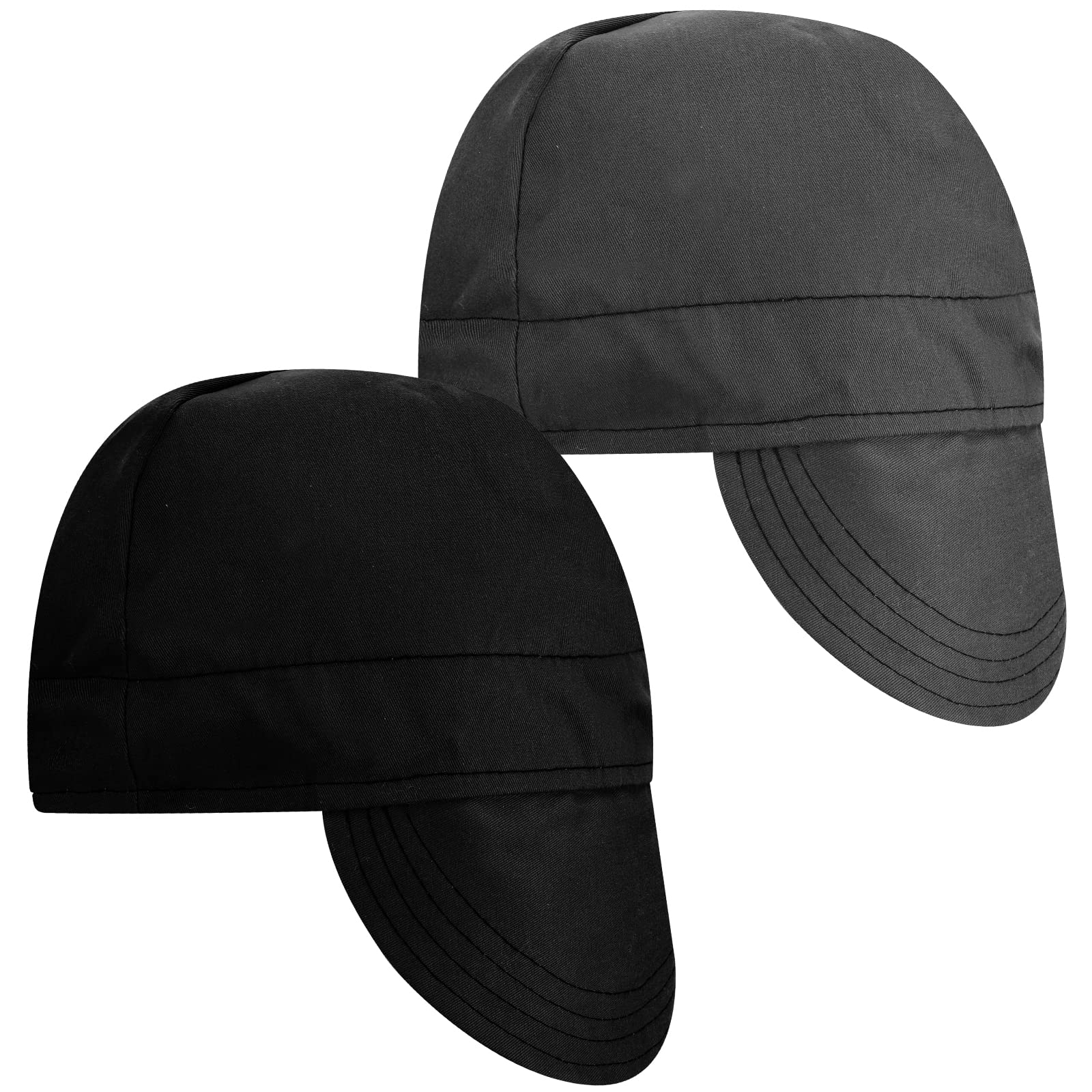 Janmercy 2pcs Welding Caps for Men Flame Resistant Cotton Welding Hat Welder Caps Mesh Inside Liner Elastic Low Crown (Black Gray)