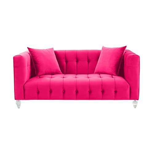 TOV Furniture Bea Hot Pink Velvet Upholstered Loveseat