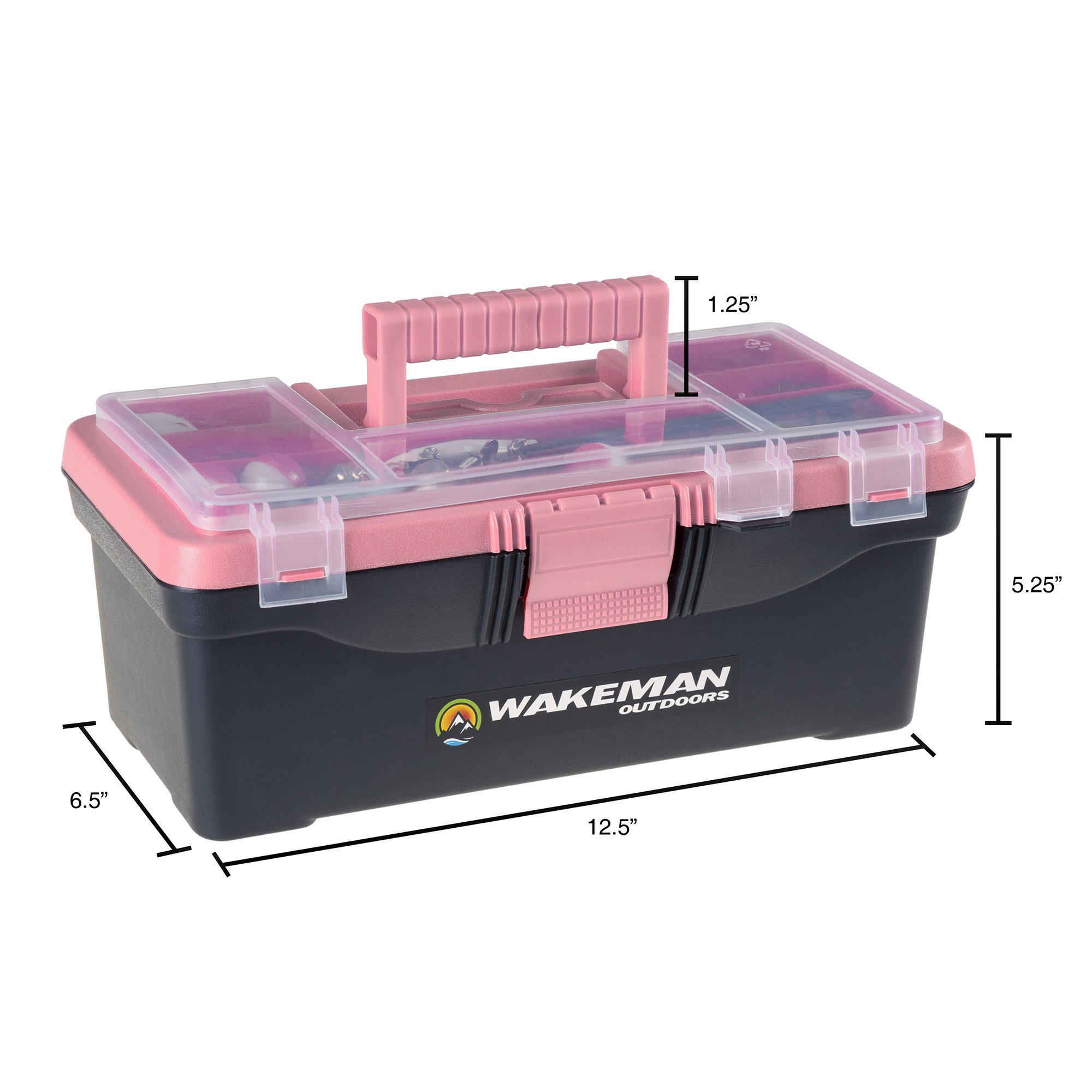 Fishing Single Tray Tackle Box- 55 Piece Tackle Gear Kit Includes Sinkers, Hooks Lures Bobbers Swivels and Fishing Line By Wakeman Outdoors Lime Green