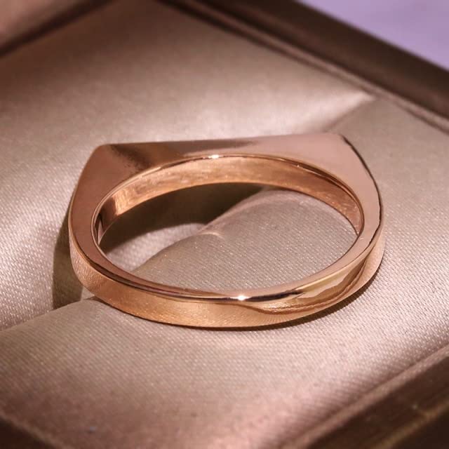 Geometric Ring Simple Two Bar Round Rings for Women Stainless Steel Simple Rose Gold Matte Wedding Party Rings