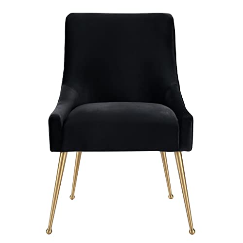 TOV Furniture Beatrix Ultra Modern Velvet Upholstered Dining Side Chair, 22" Black