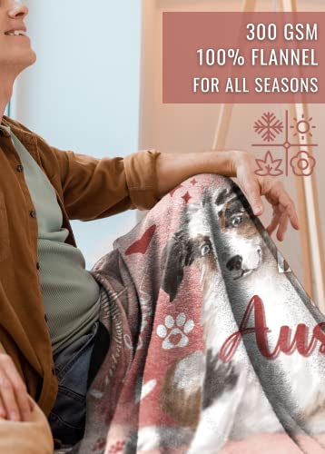 InnoBeta Australian Shepherd Gifts for Women, Best Aussie Blanket for Aussie Mom, Australian Shepherd Throw Blanket, 50 x 65 inch, Skin Friendly